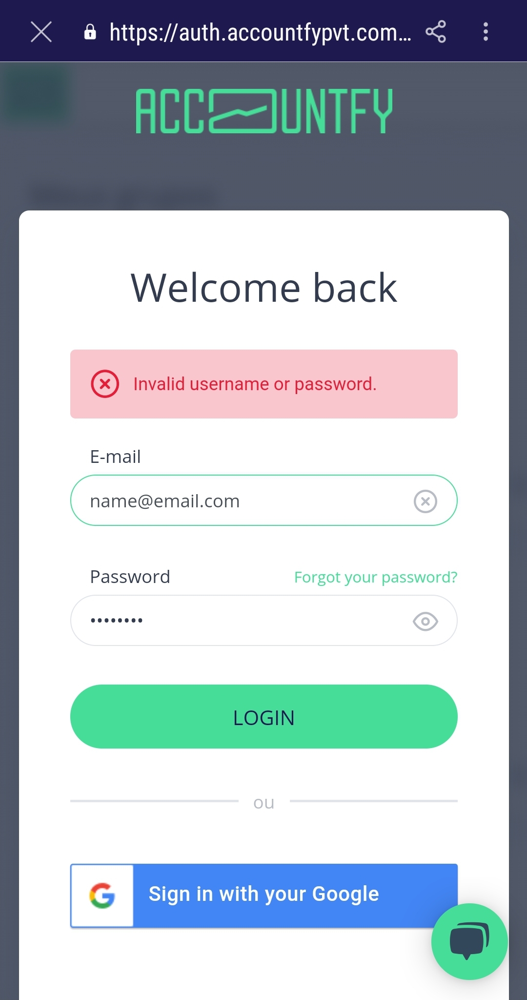 Login (mobile) – Knowledge Base Accountfy