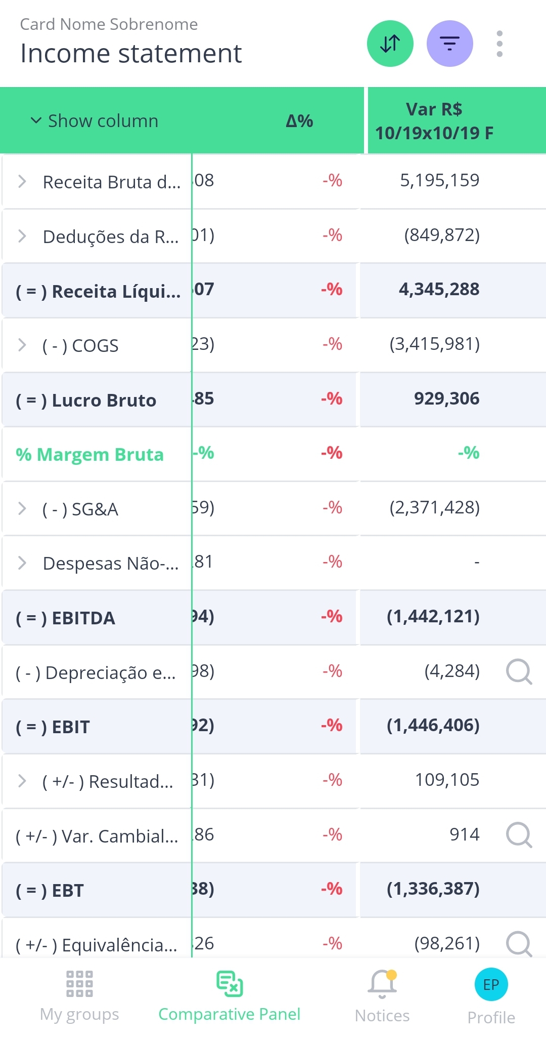 Comparative panel (mobile) – Knowledge Base Accountfy